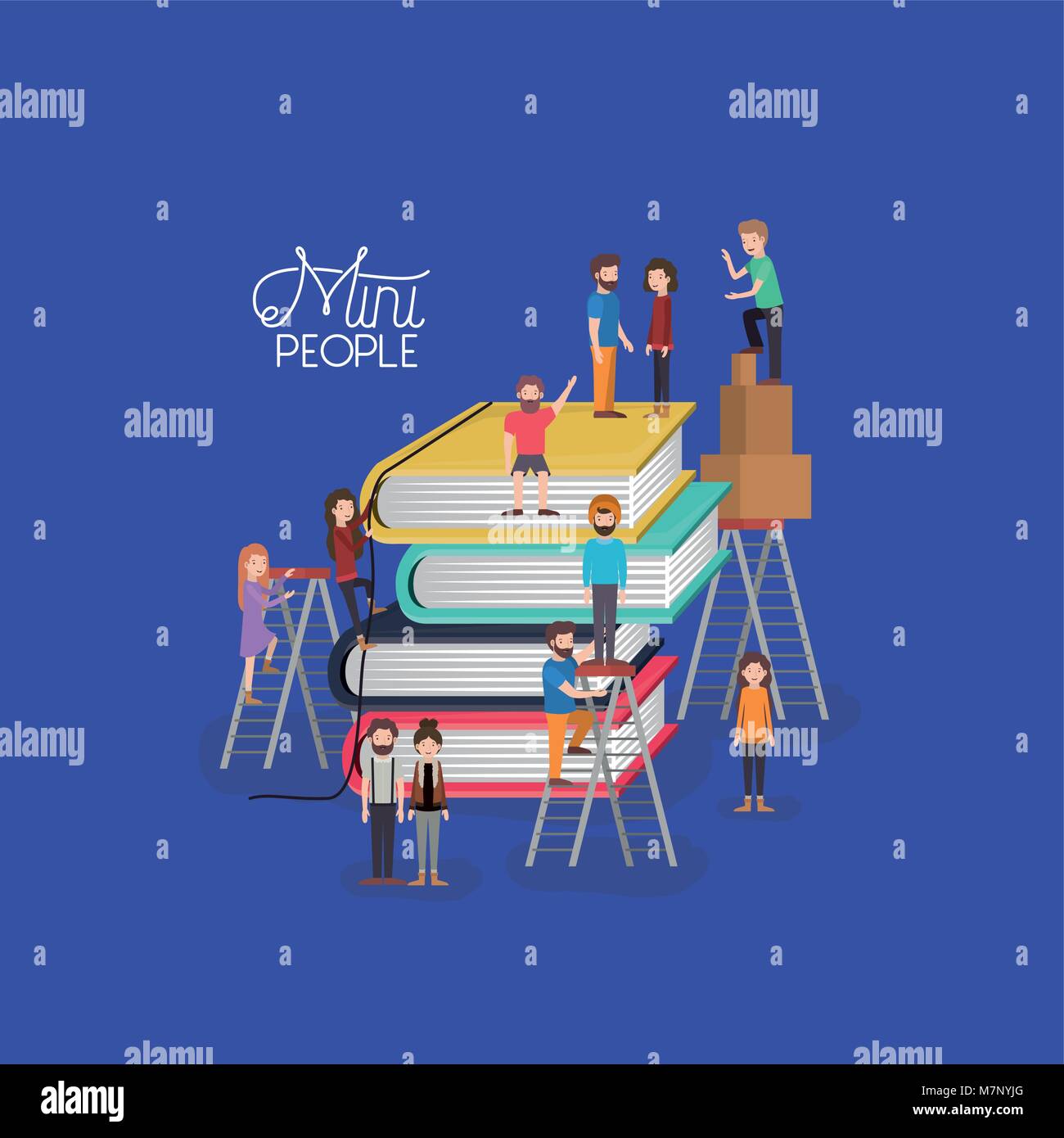 mini people with books Stock Vector Image & Art - Alamy