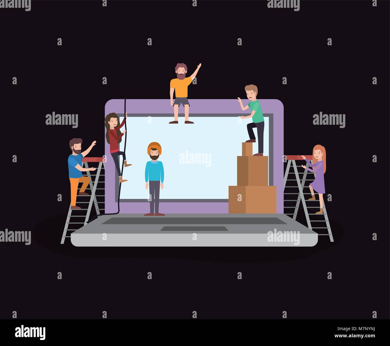 mini people with laptop computer Stock Vector Image & Art - Alamy