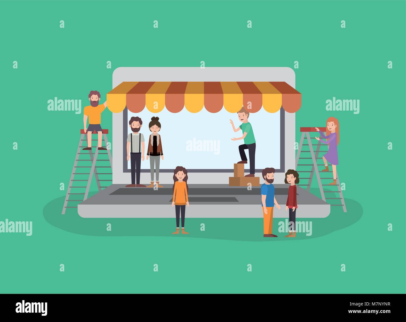 mini people with laptop computer Stock Vector Image & Art - Alamy