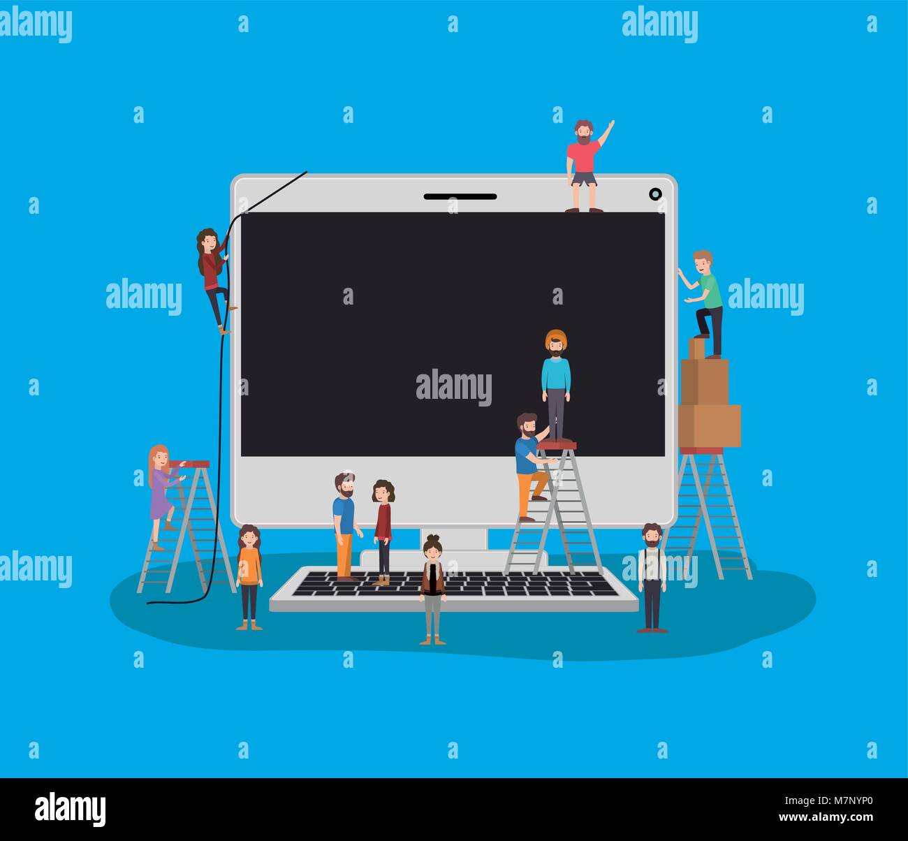 mini people with desktop computer Stock Vector Image & Art - Alamy