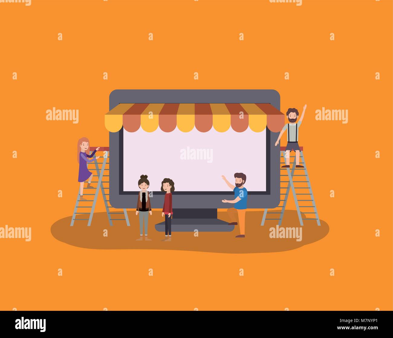 mini people with desktop computer Stock Vector Image & Art - Alamy