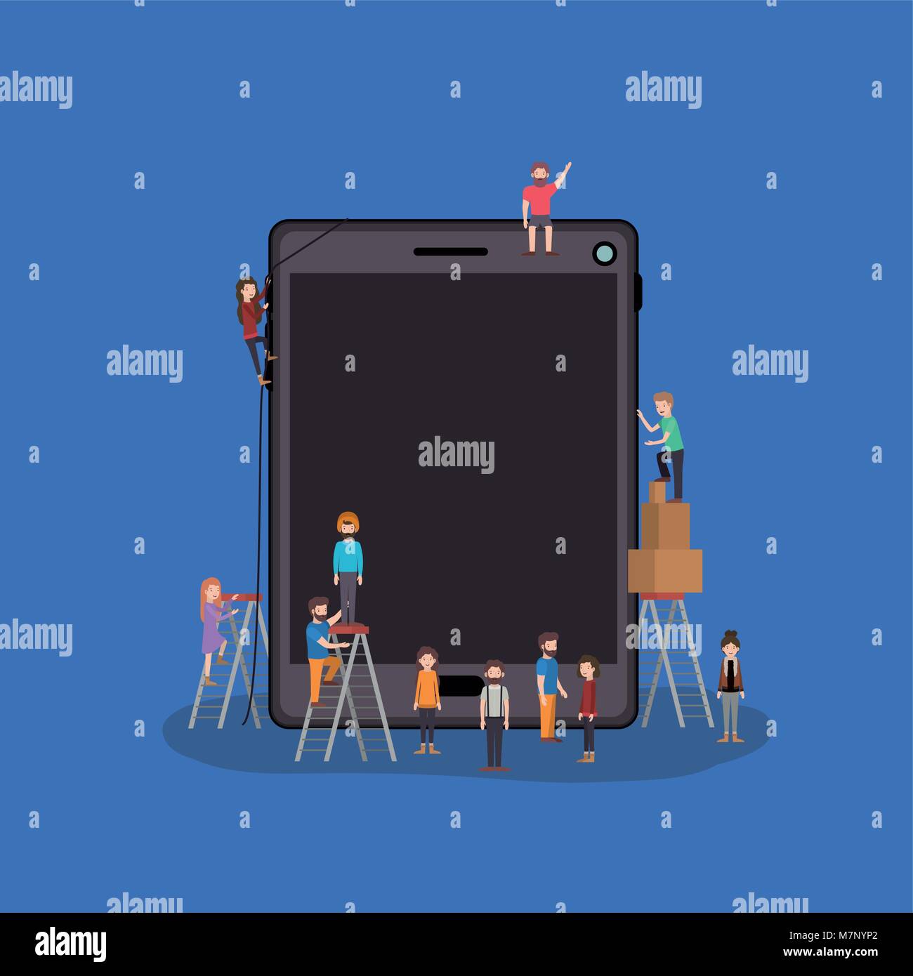 mini people with tablet Stock Vector Image & Art - Alamy
