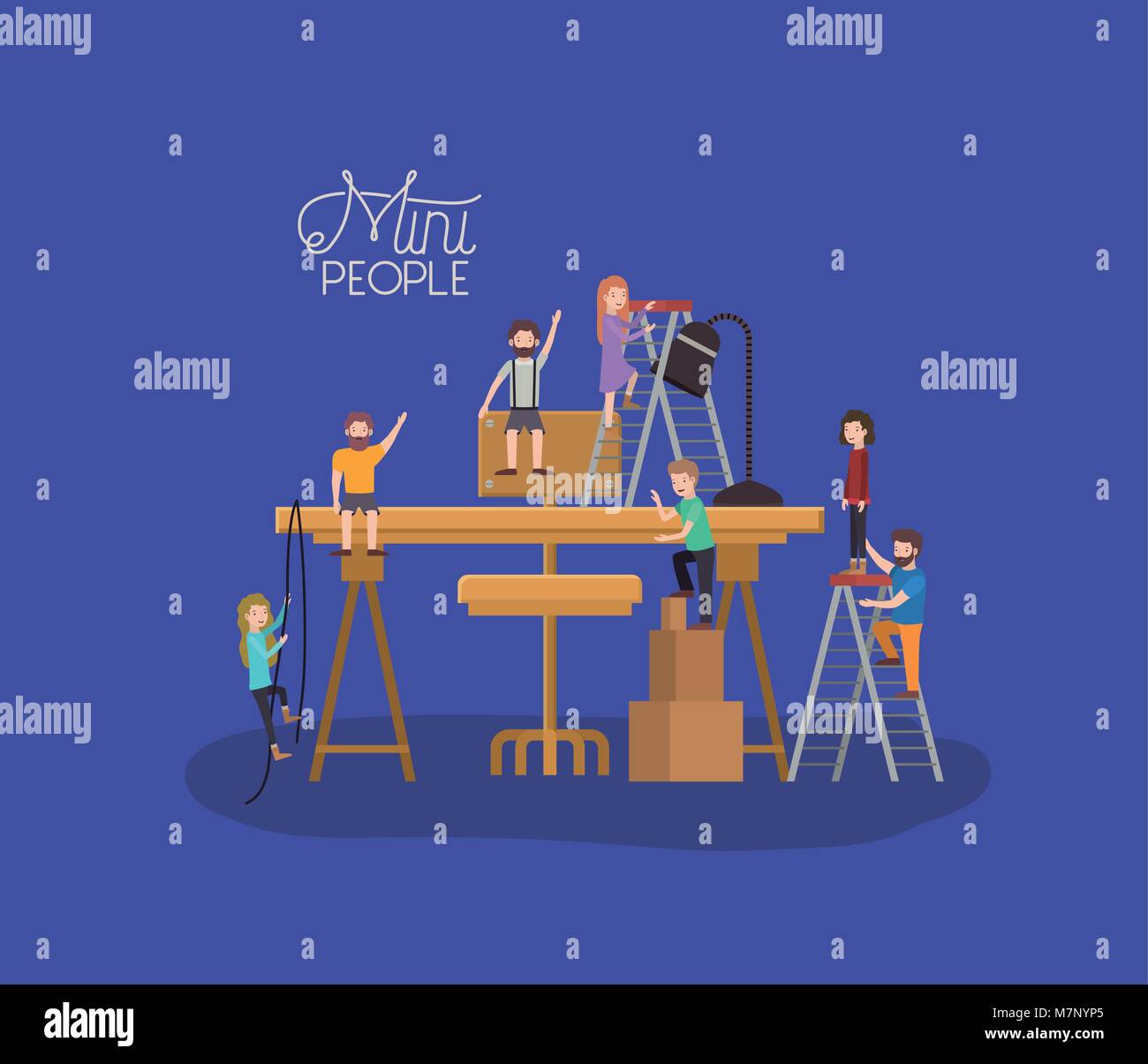 mini people with table and chair Stock Vector Image & Art - Alamy