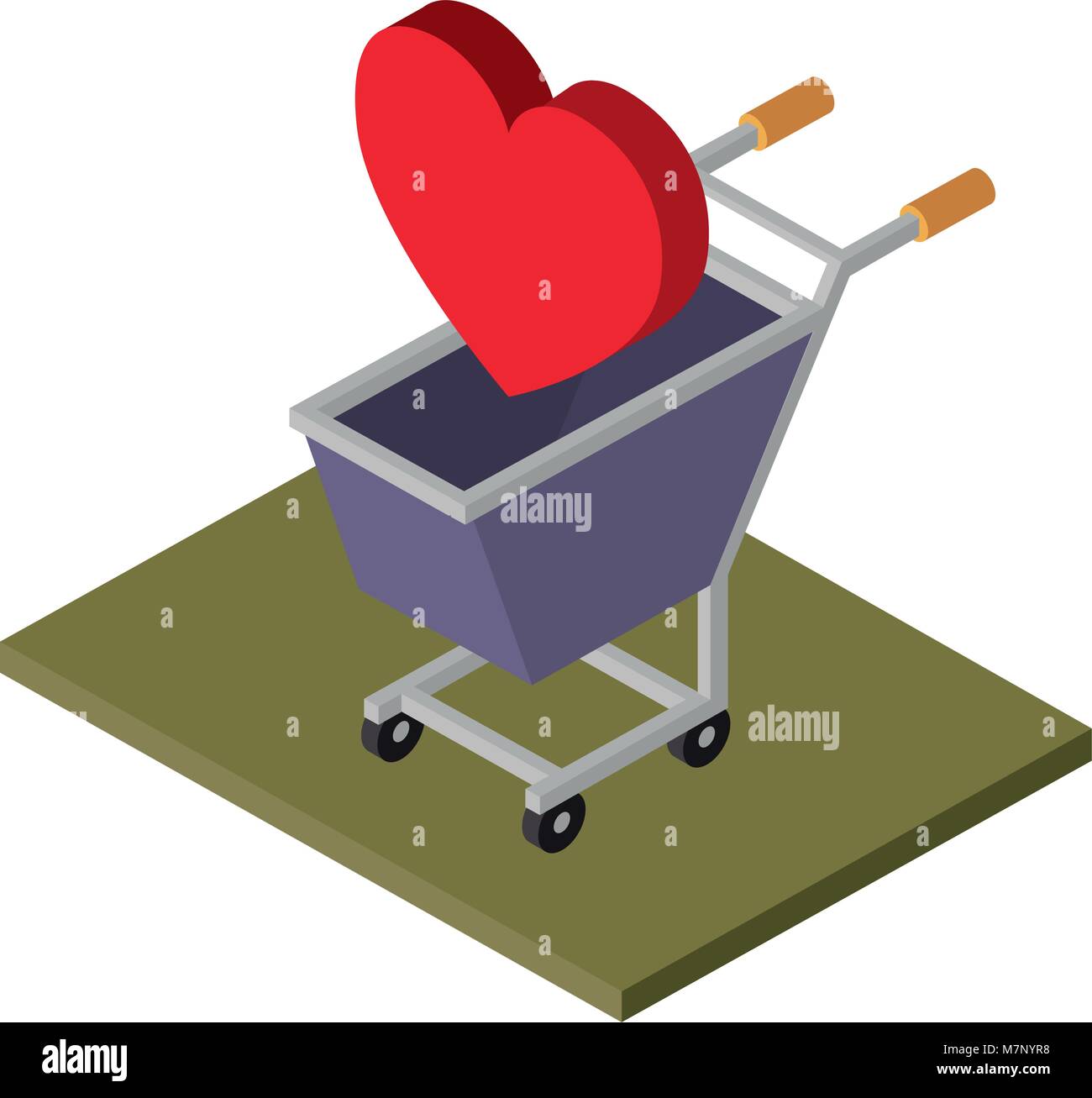 shopping cart with heart isometric icon Stock Vector Image & Art - Alamy