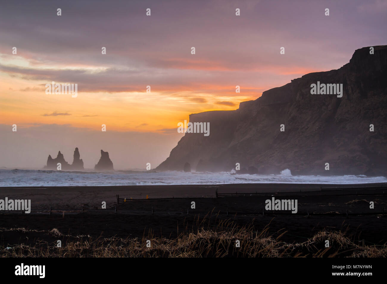 Vik beach sunset Stock Photo - Alamy