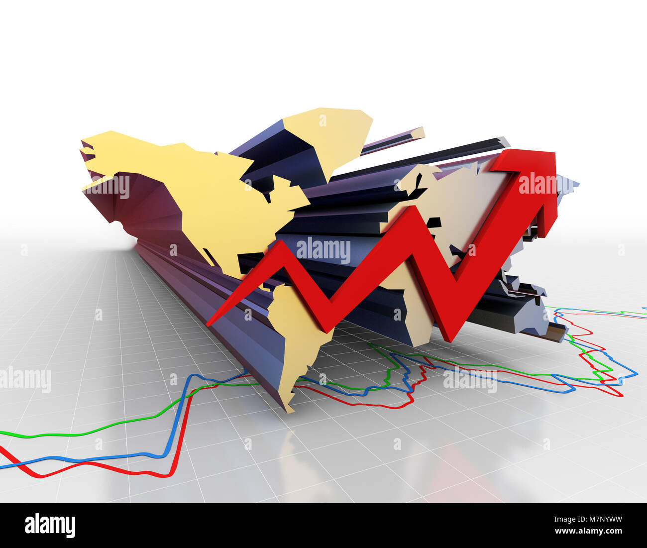 Global Finance, Success Arrows and World Map, World Economic ...