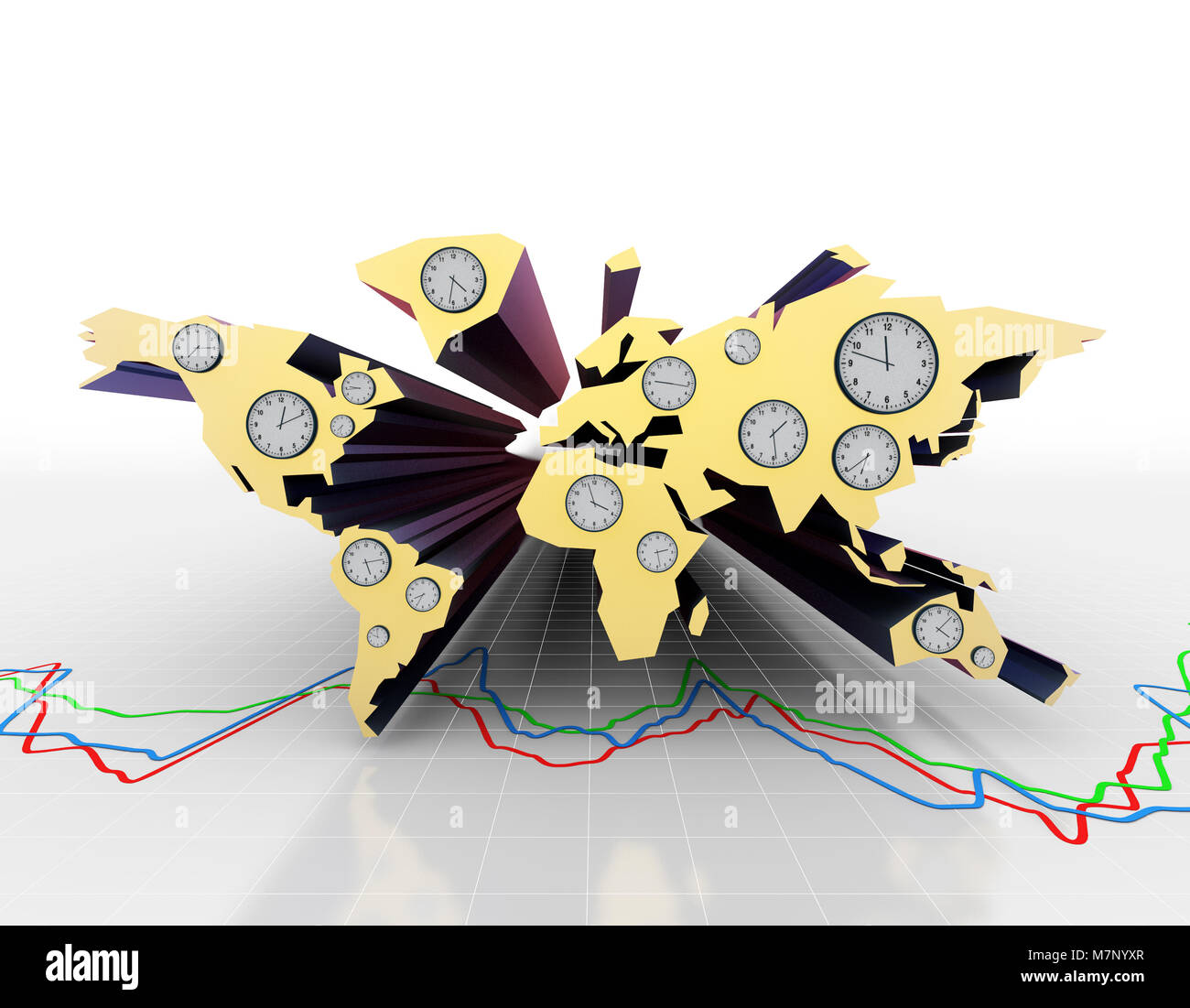 Global Finance, World Map and Time Stock Photo - Alamy