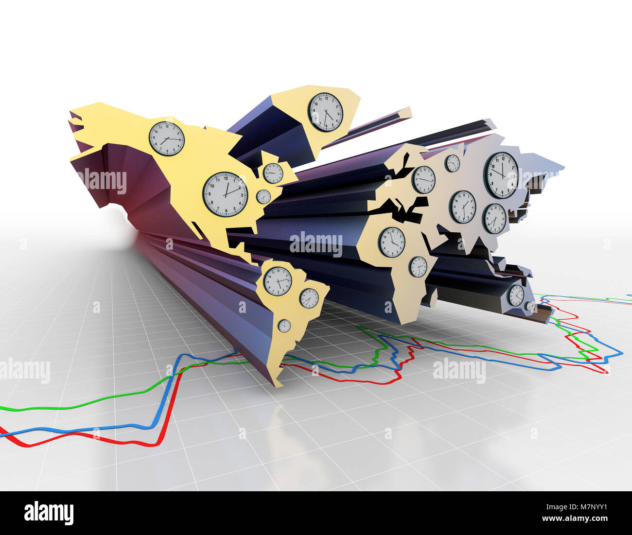 Global Finance, World Map and Time Stock Photo - Alamy