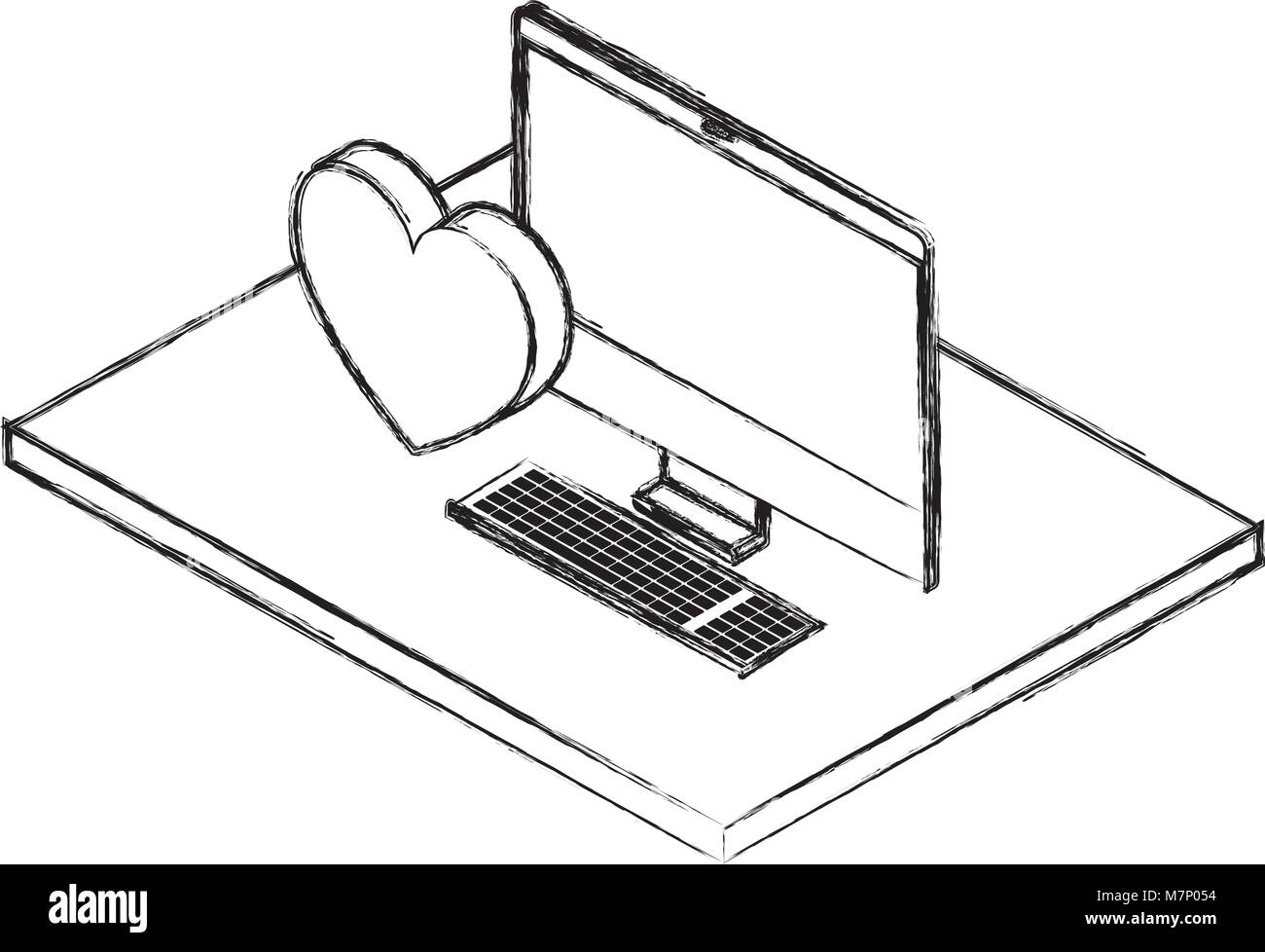 computer desktop with heart isometric icon Stock Vector Image & Art - Alamy