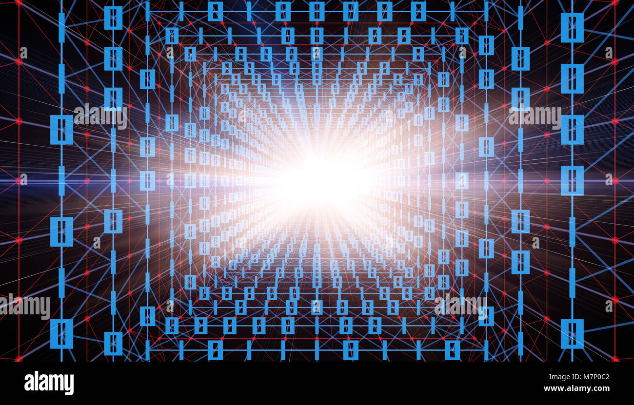 Internet technology communication, binary code programming, network ...