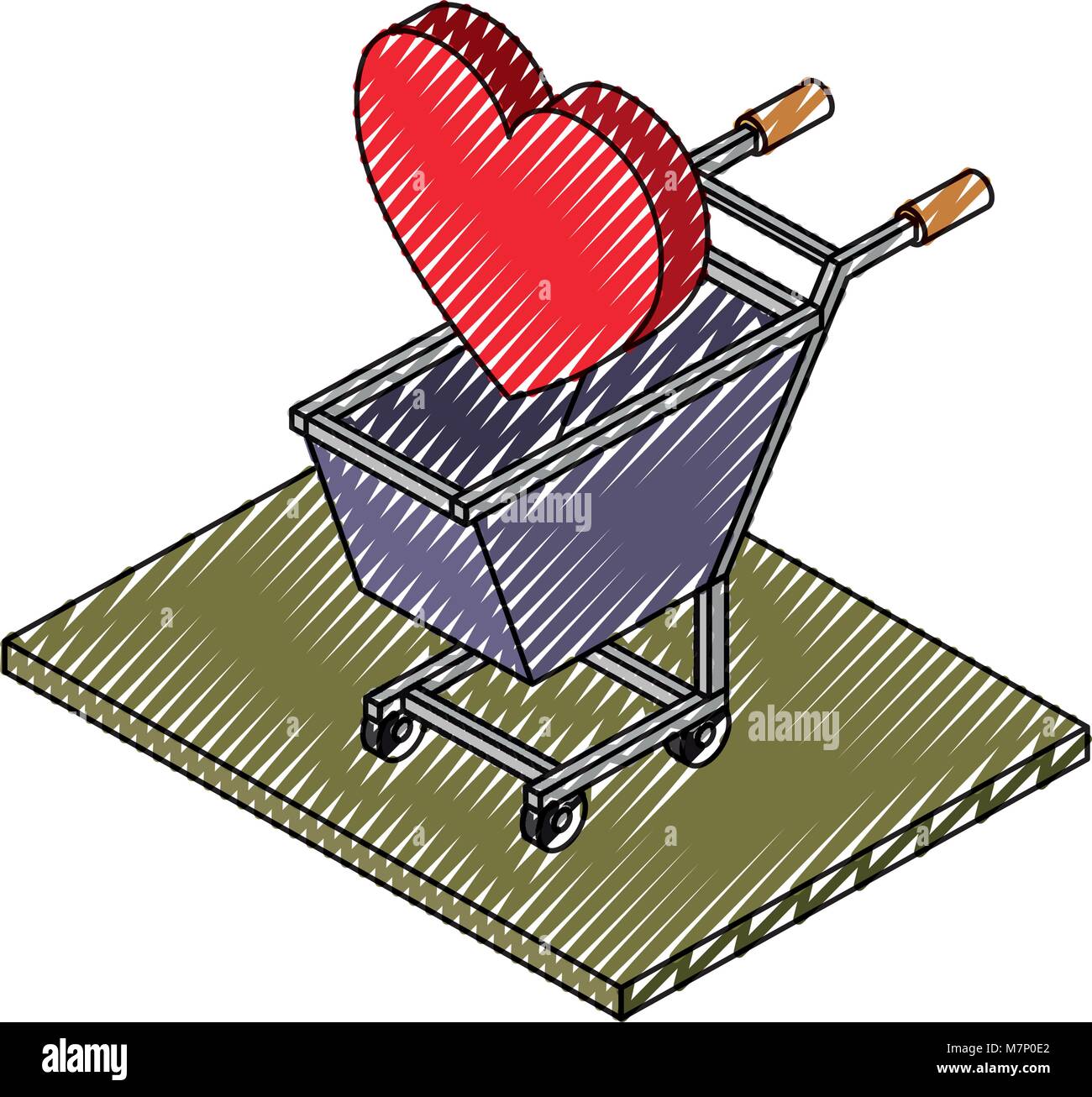 shopping cart with heart isometric icon Stock Vector Image & Art - Alamy