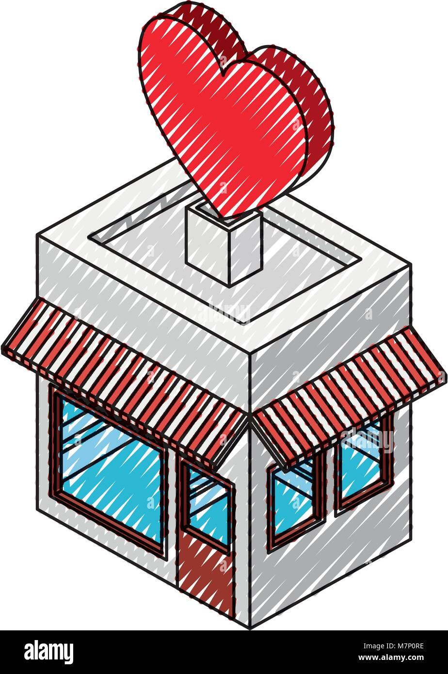 store building with heart Stock Vector Image & Art - Alamy