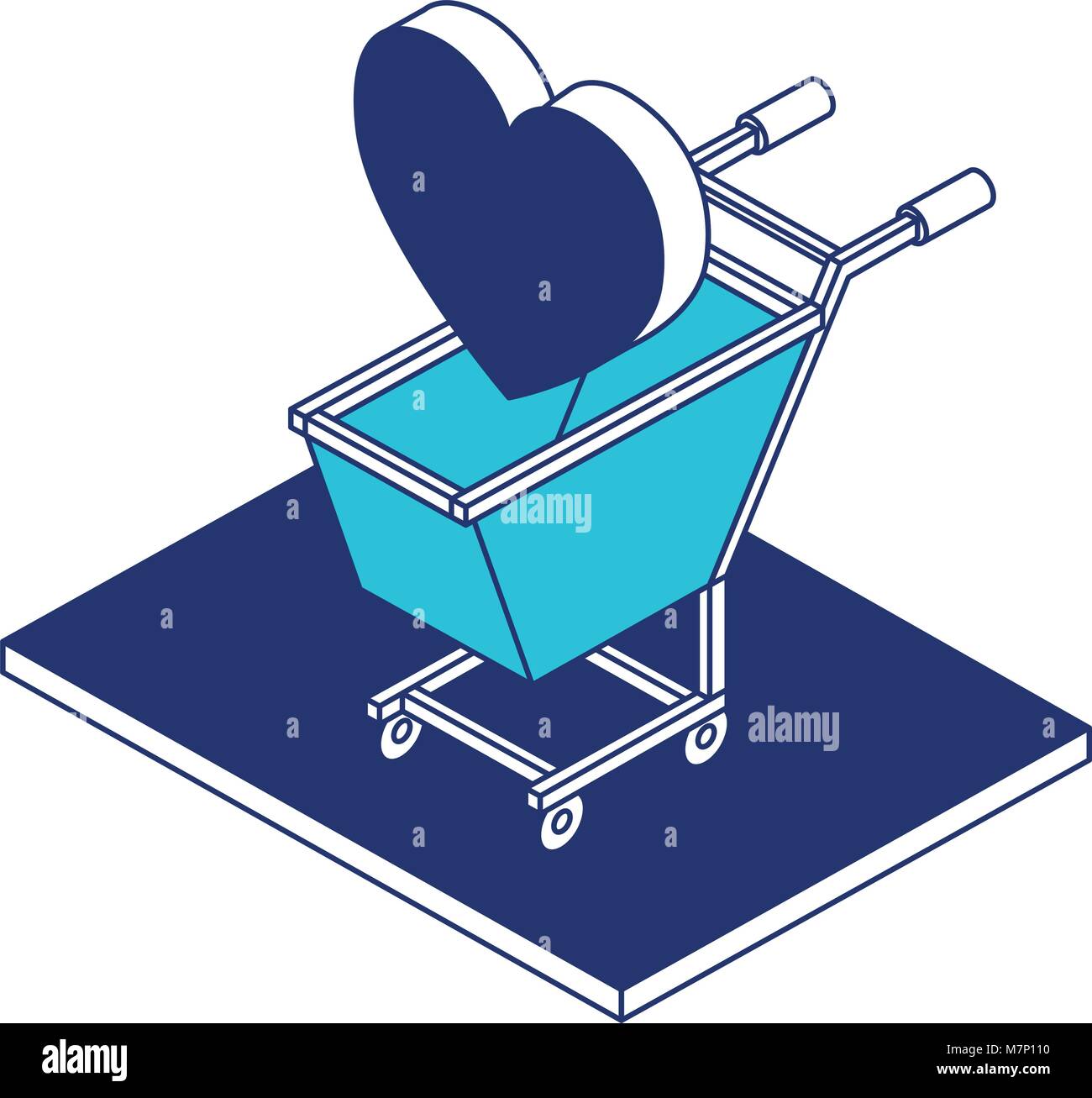 shopping cart with heart isometric icon Stock Vector Image & Art - Alamy