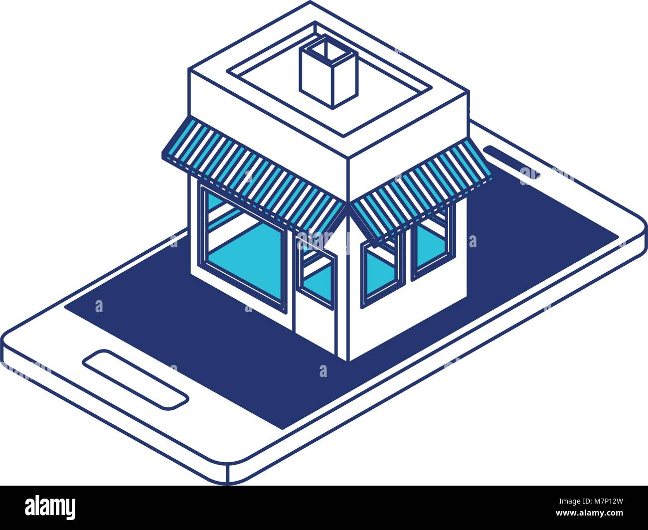 smartphone with store building isometric icon Stock Vector Image & Art ...