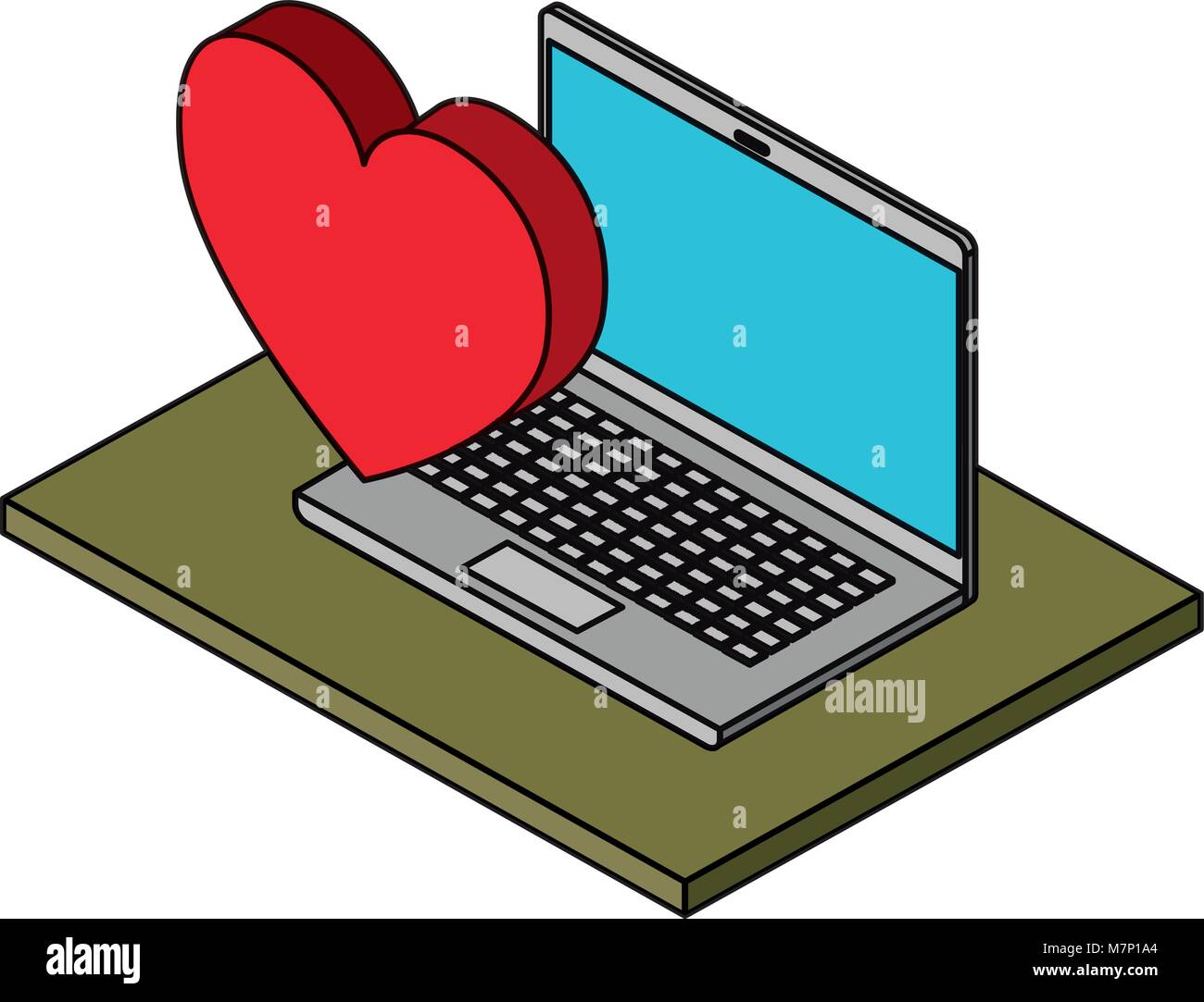 computer laptop with heart isometric icon Stock Vector Image & Art - Alamy