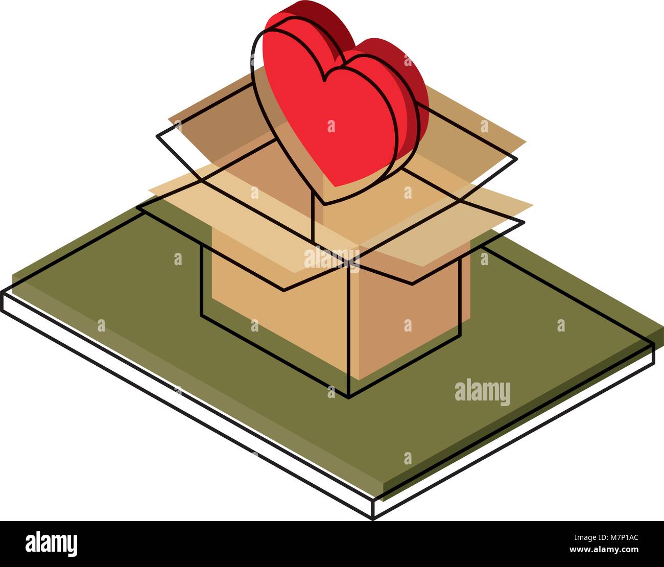 box carton with heart isometric Stock Vector Image & Art - Alamy