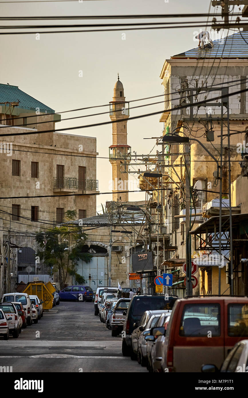 street scene including street and building in jaffa, the old arab ...