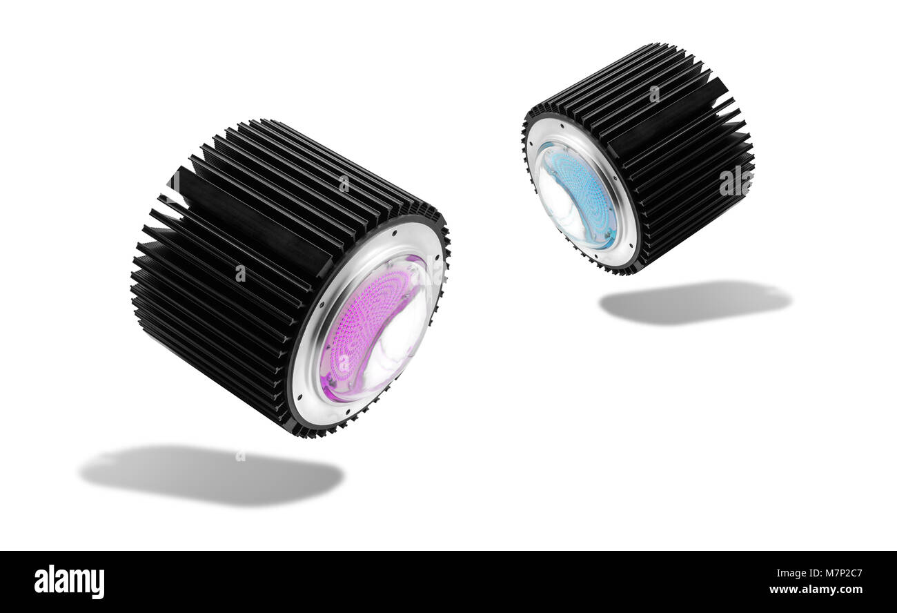 Industrial led bulb with big lens at white isolated background Stock ...