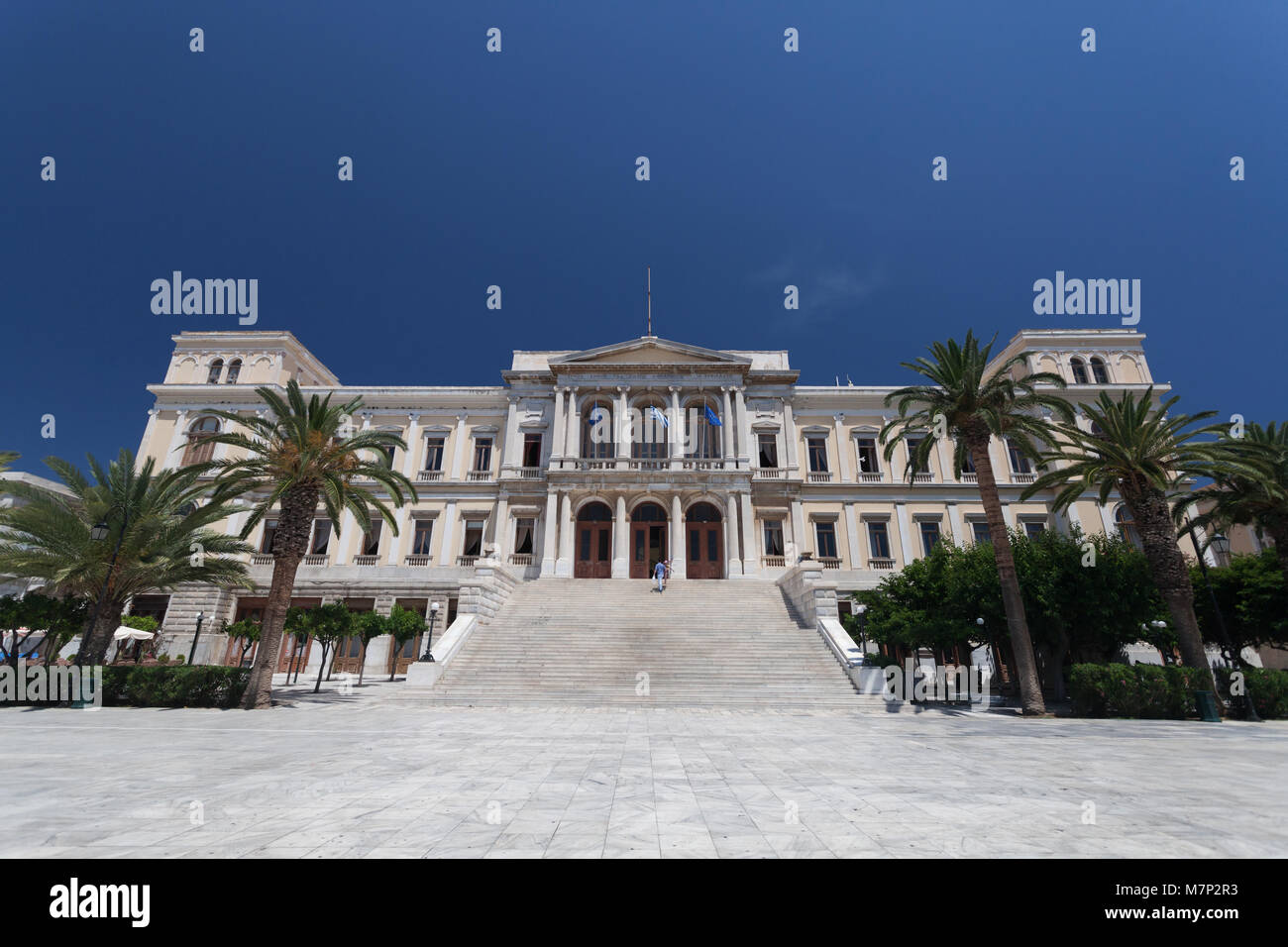Large building in an island, a famous place in Cyclade, Greece Stock ...