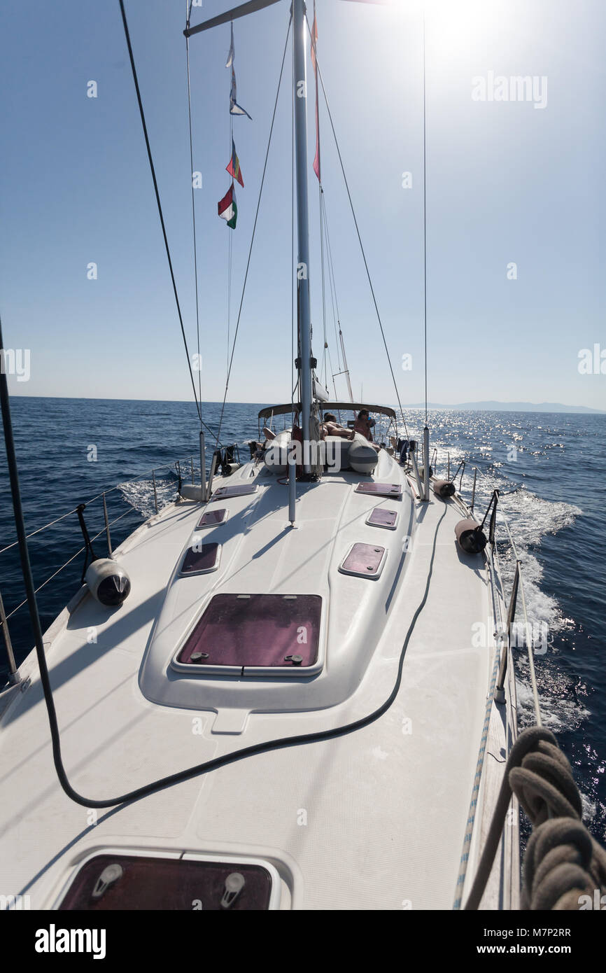 Sunny view from a boat sailing in a sea Stock Photo - Alamy