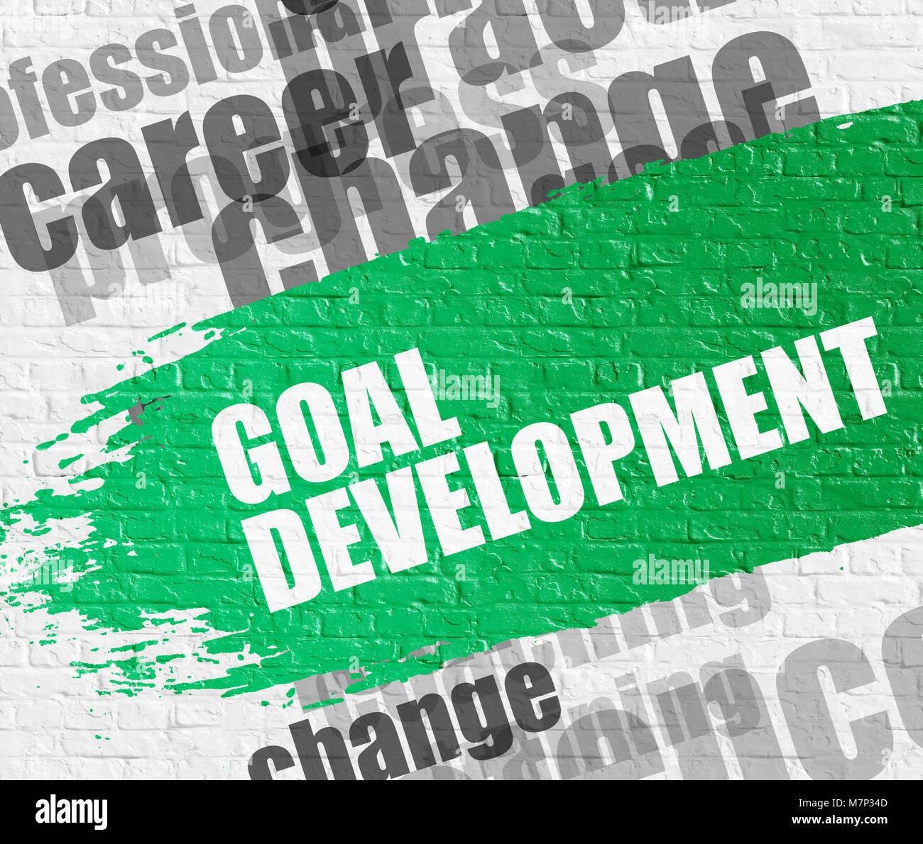 Goal Development on White Brickwall Stock Photo - Alamy