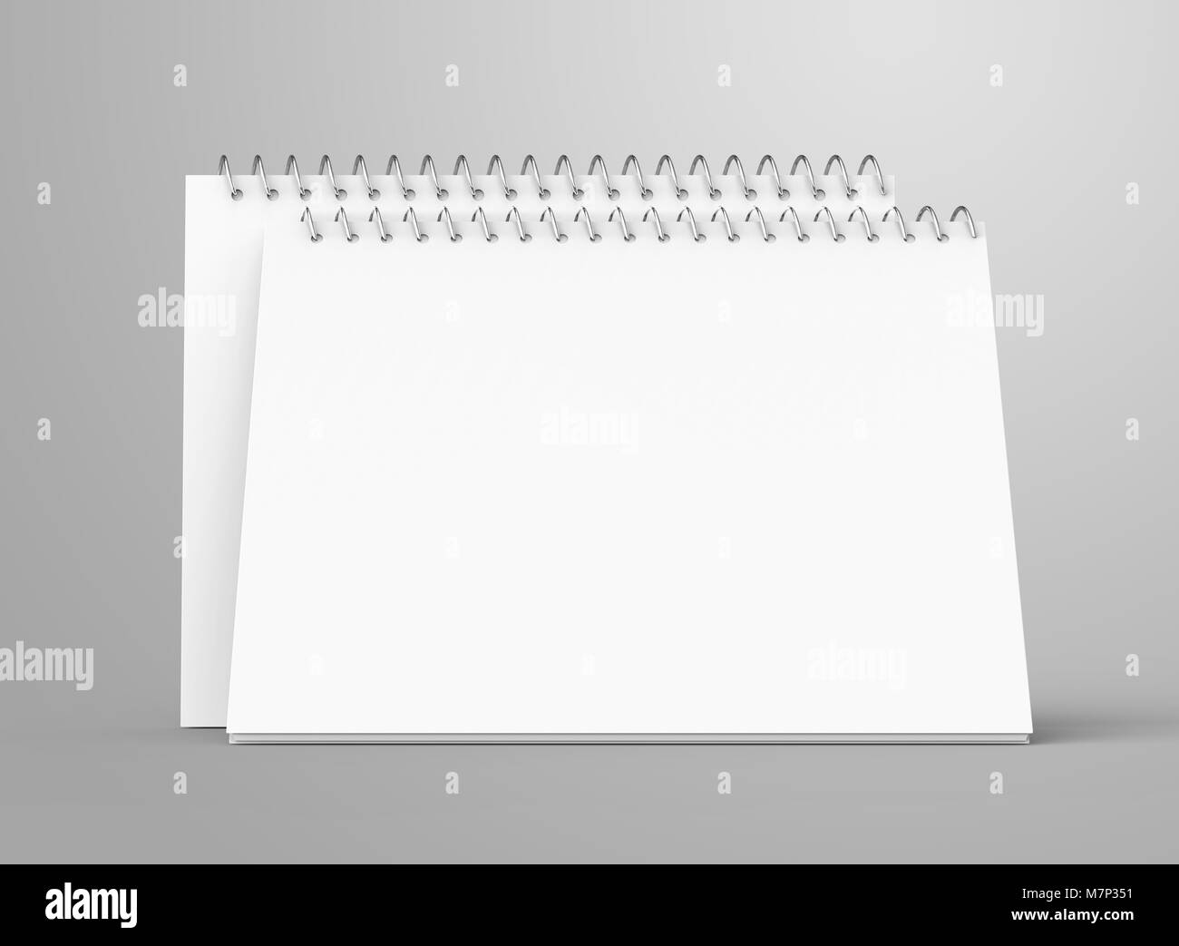 Blank notepad mockup, 3d render stand spiral notebooks set with empty ...