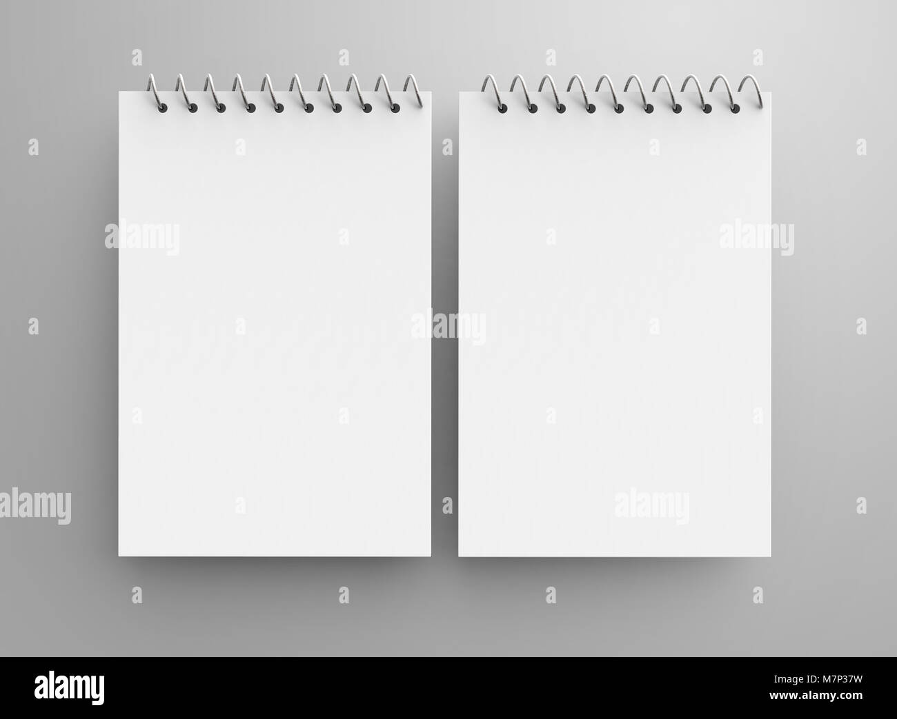 Blank notepad mockup, 3d render spiral notebooks set with empty space ...