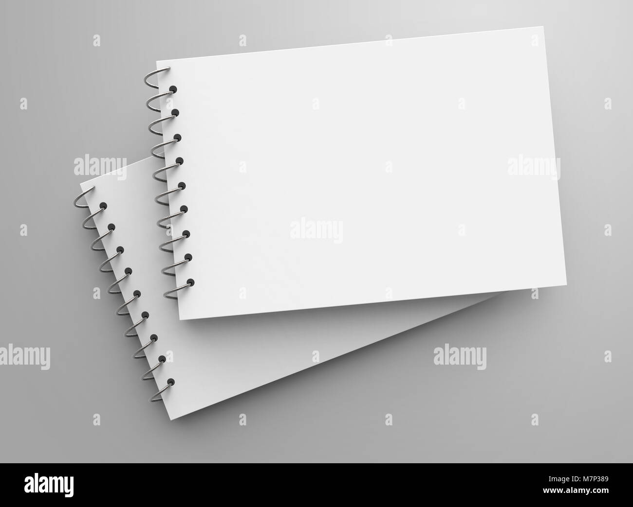 Blank notepad mockup, 3d render spiral notebooks set with empty space ...