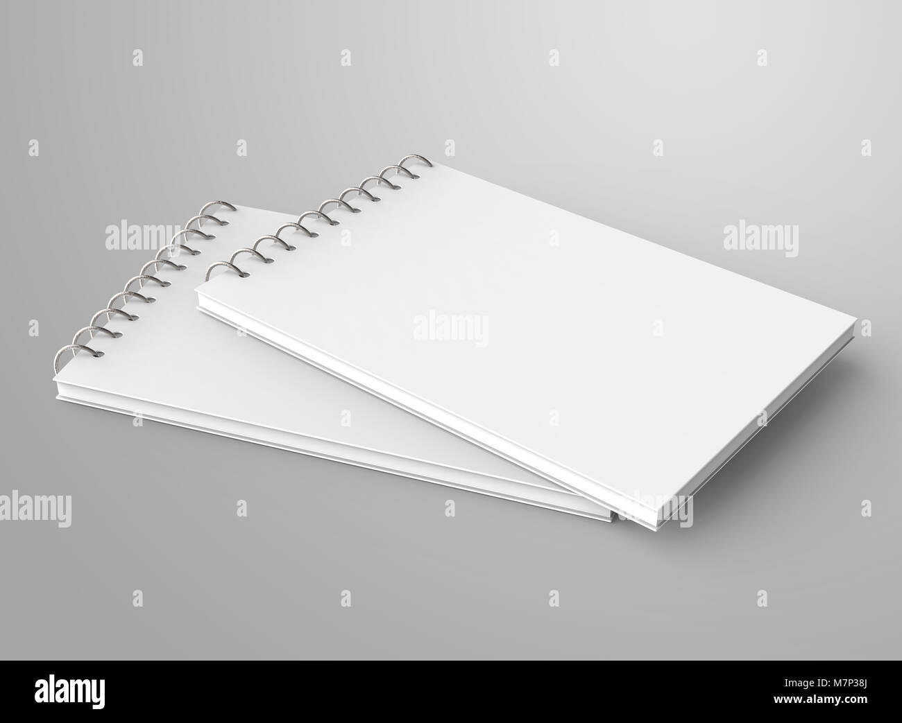 Blank notepad mockup, 3d render spiral notebooks set with empty space ...