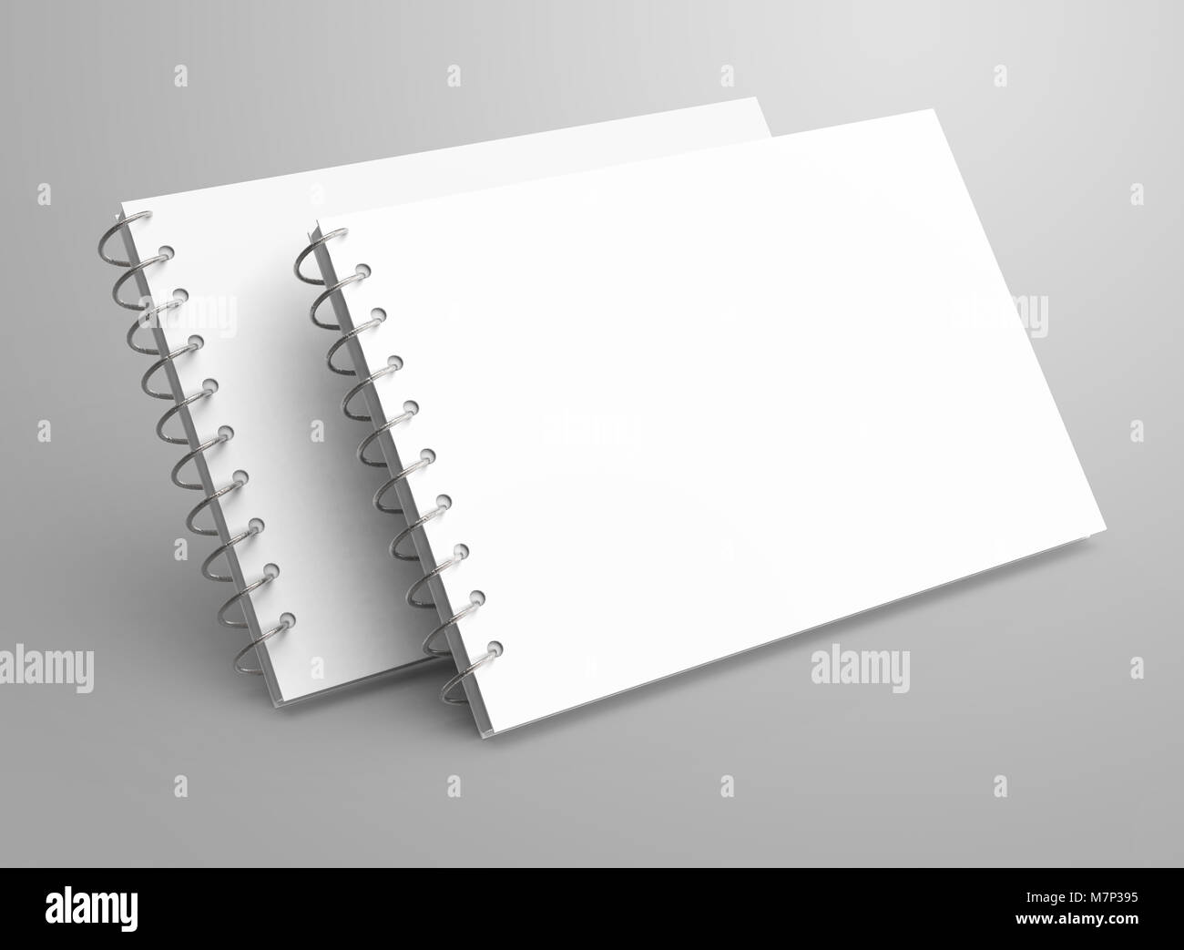 Blank notepad mockup, 3d render spiral notebooks set with empty space ...