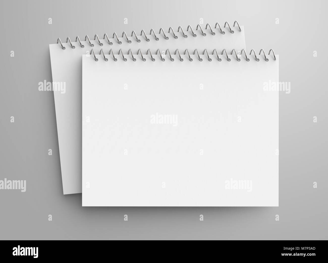 Blank notepad mockup, 3d render spiral notebooks set with empty space ...