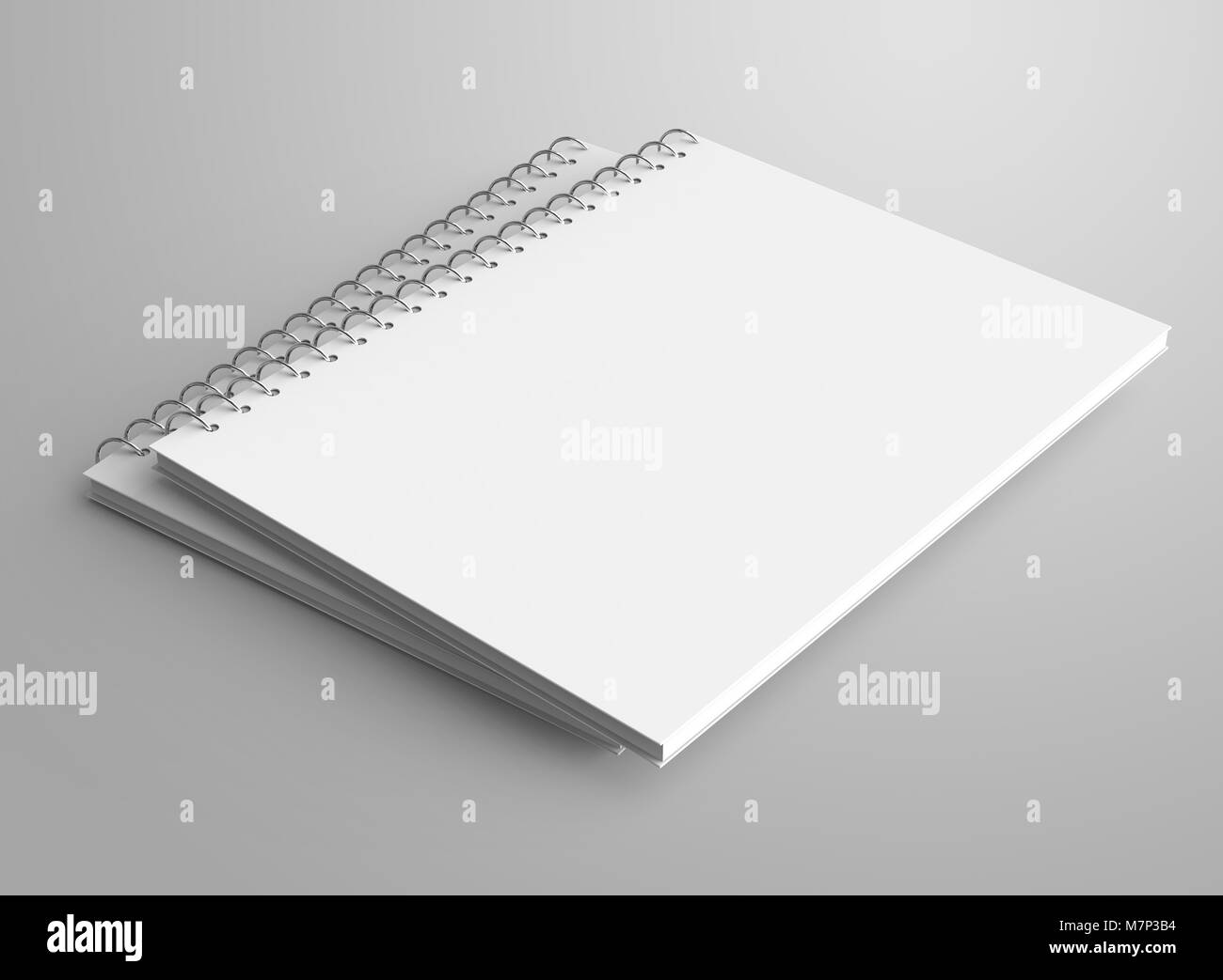 Blank notepad mockup, 3d render spiral notebooks set with empty space ...