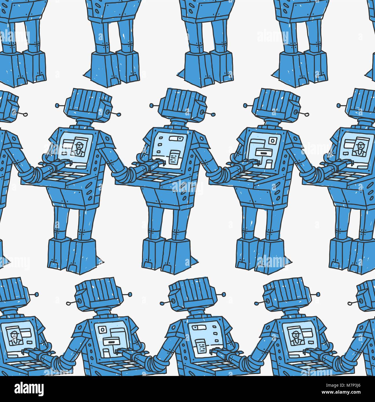 Seamless Pattern Robots and Personal Computer Stock Vector Image & Art ...