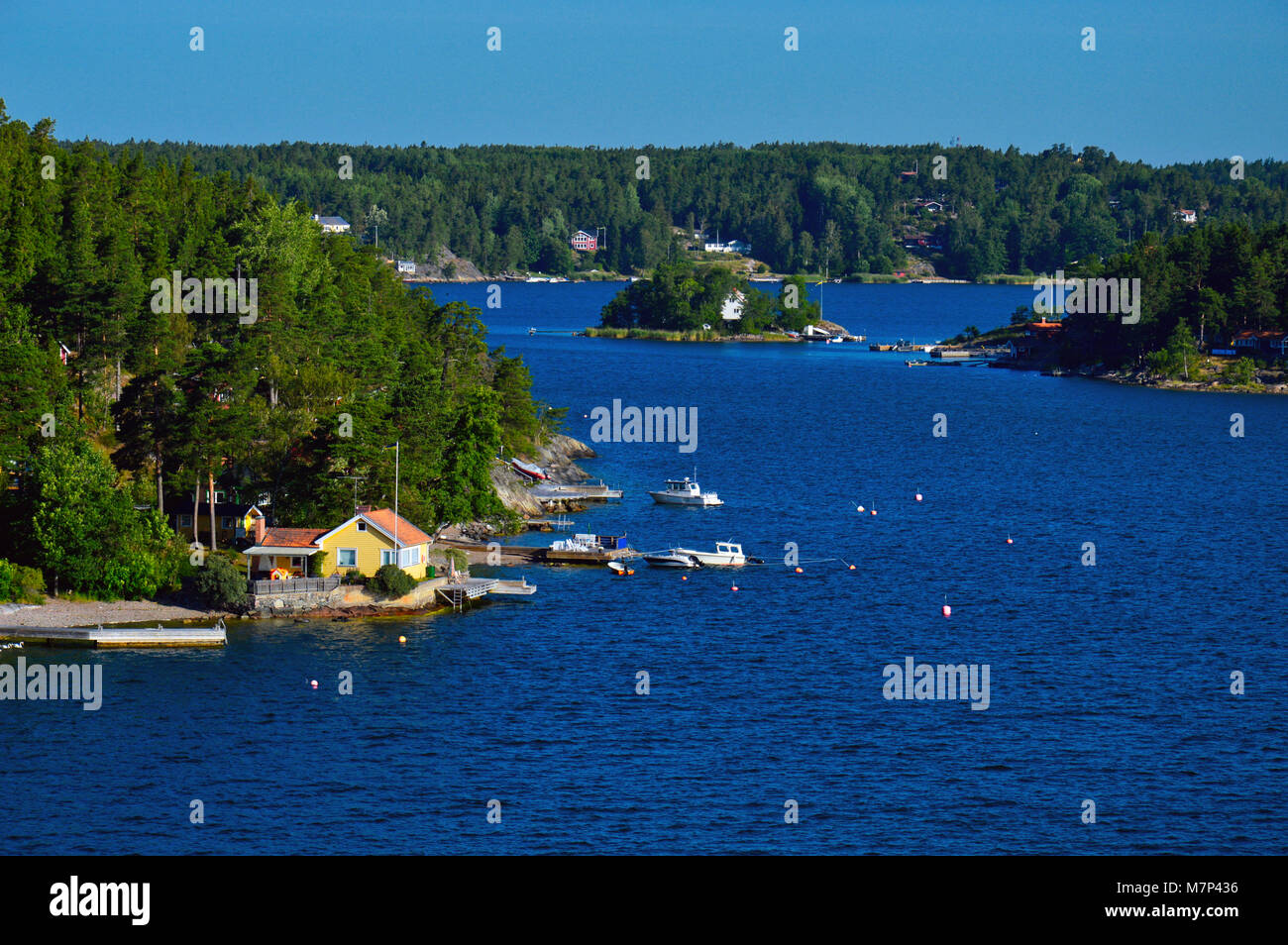 Swedish settlements on islets of Stockholm Archipelago in Baltic Sea ...