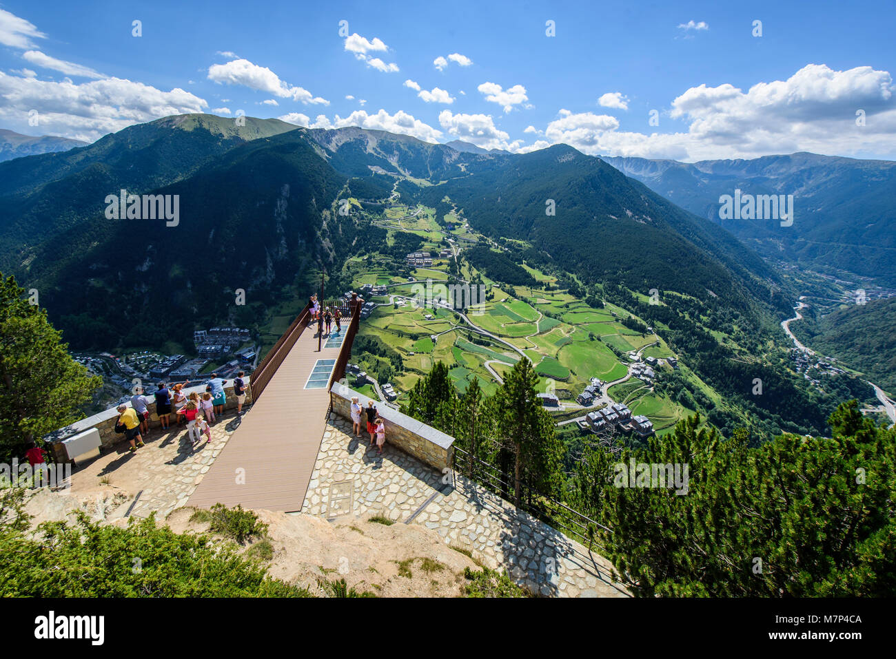 View of the Pyrenees Mountains from the Mirador Roc del Quer viewpoint ...