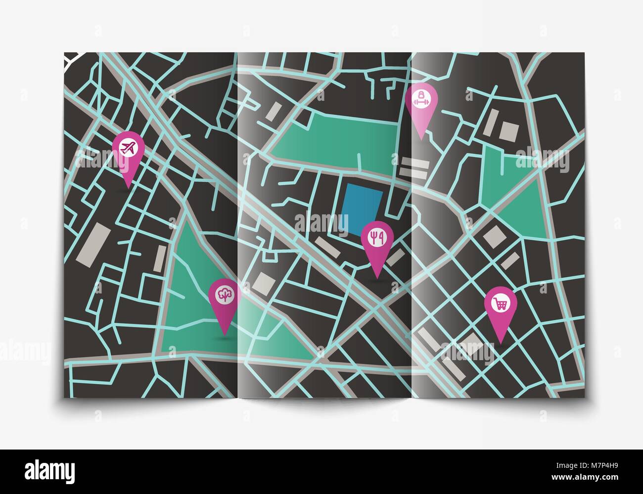 Open paper city map Stock Vector Image & Art - Alamy