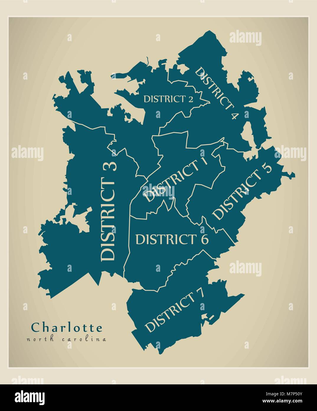 Modern City Map - Charlotte North Carolina city of the USA with ...