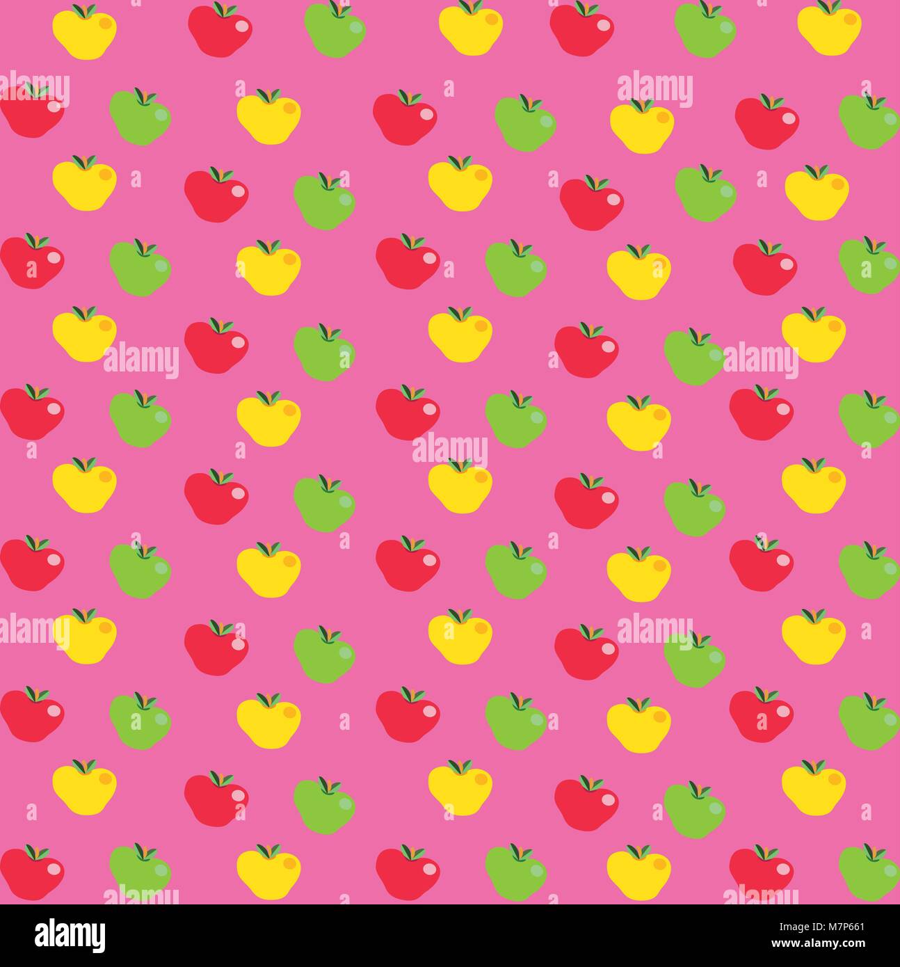 Seamless abstract pattern with cartoon red, yellow and green apples on ...