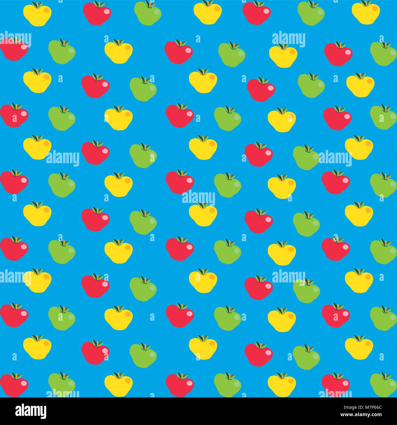 Seamless abstract pattern with cute cartoon red, yellow and green ...