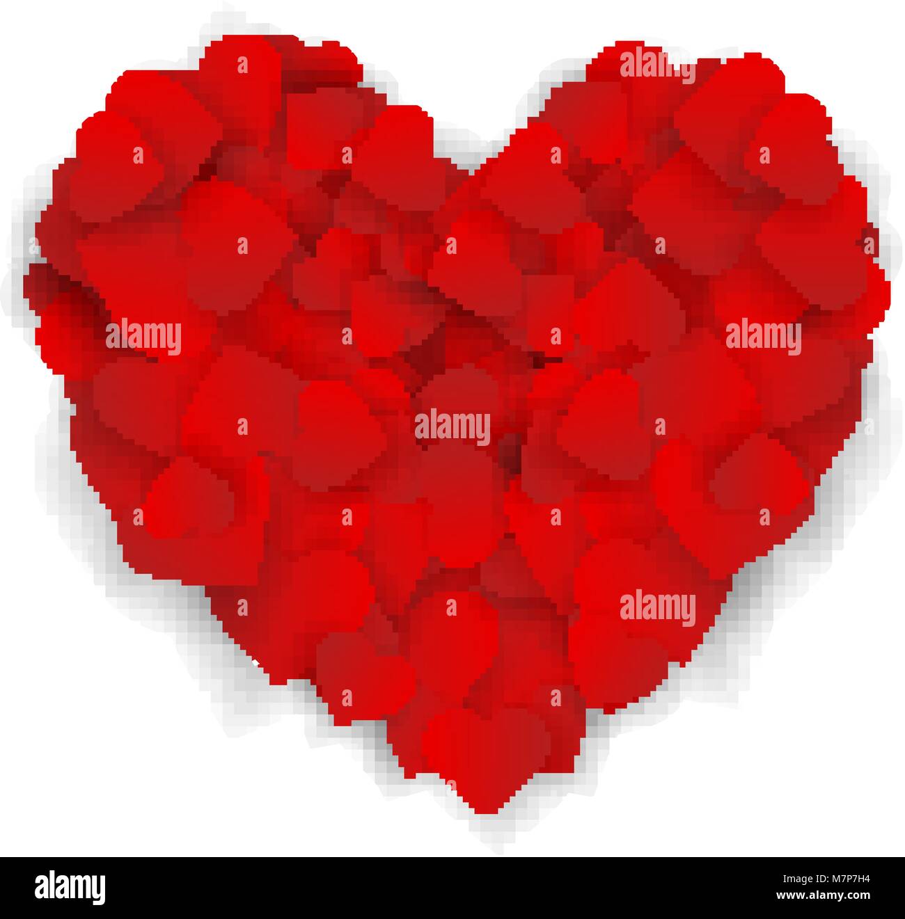 Big red heart made of small hearts isolated on white background, symbol ...