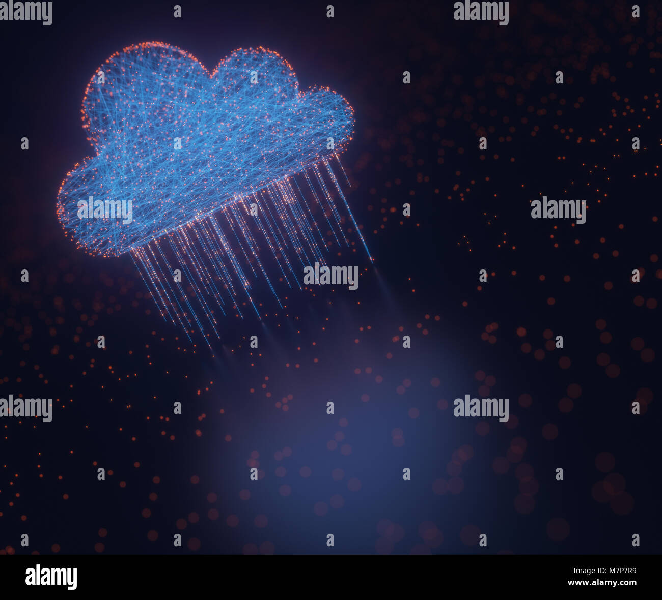 3D illustration. Image concept of cloud computing. Connections between ...