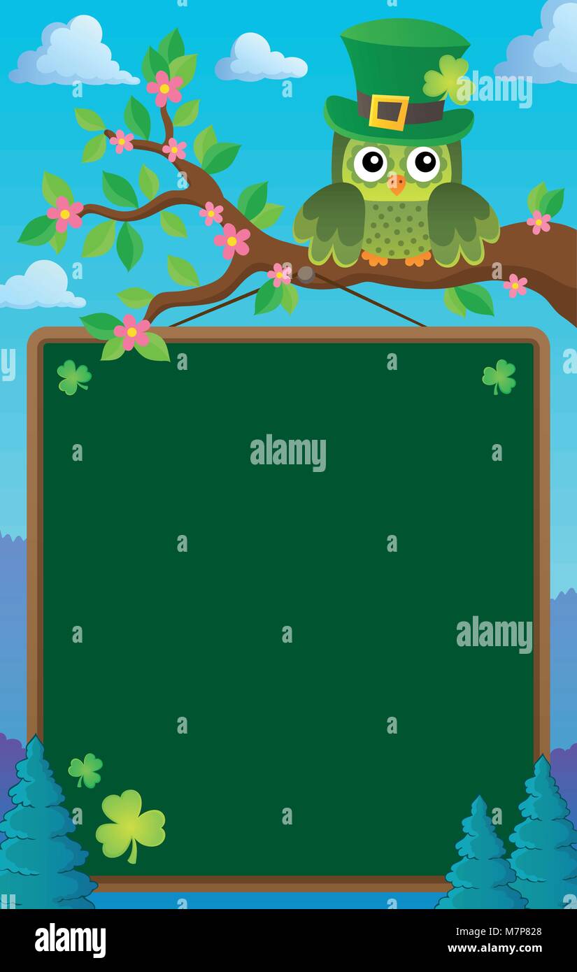 St Patricks Day theme board with owl - eps10 vector illustration Stock ...
