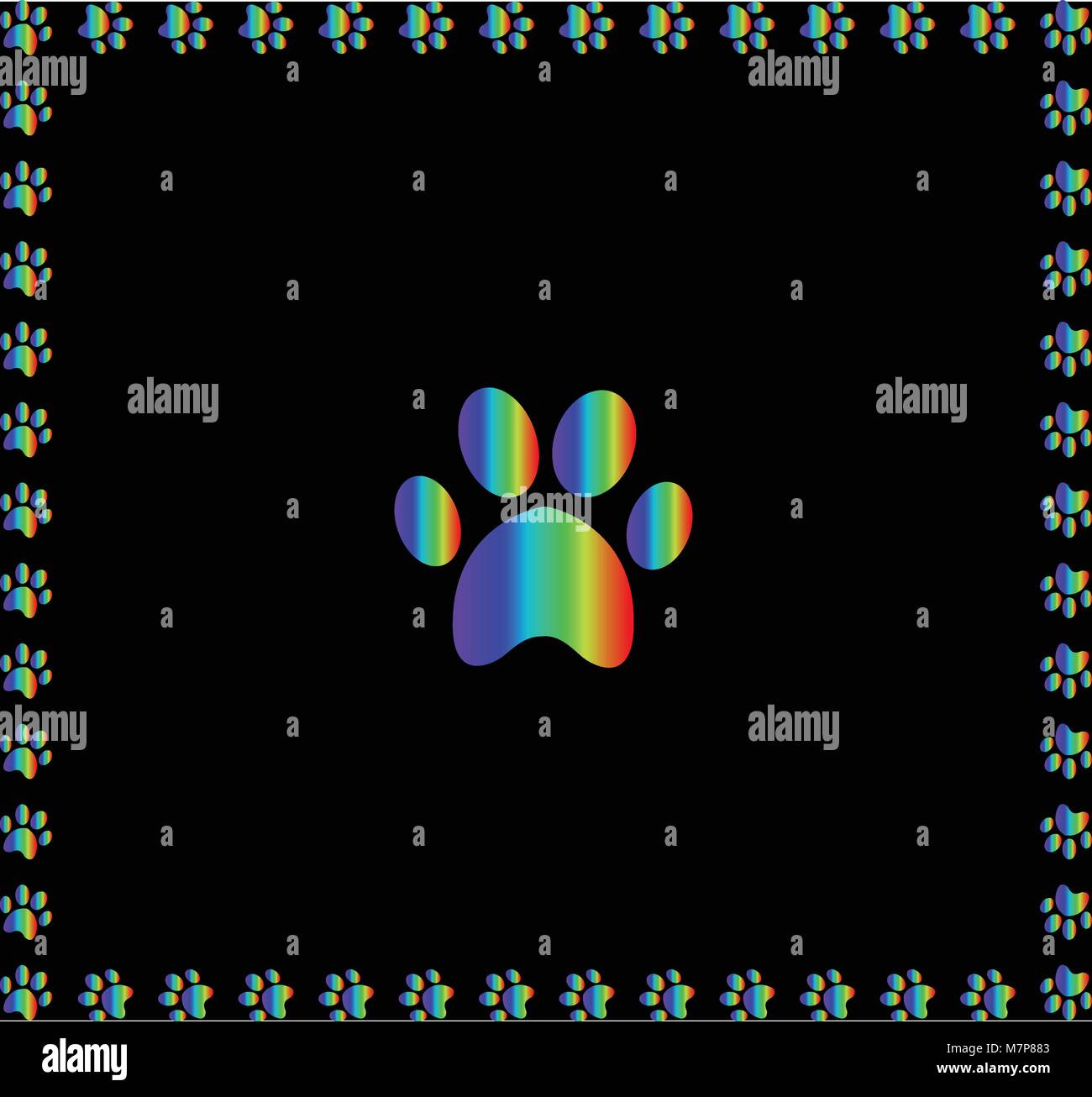 Rainbow animal s pawprint sign framed with multicolored paw prints ...