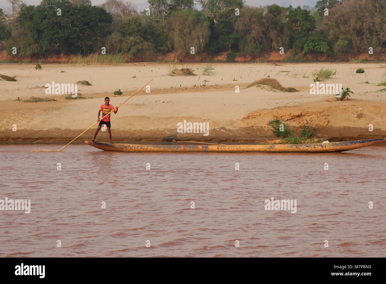 Pirogue, dugout, canoe on Tsiribihina river, Madagascar Stock Photo - Alamy