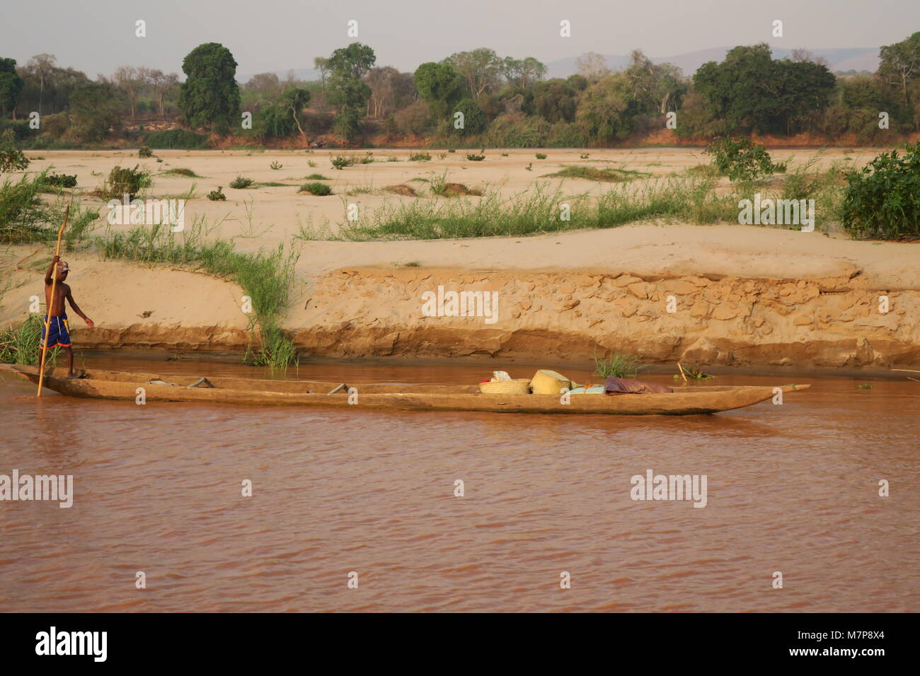 Pirogue, dugout, canoe on Tsiribihina river, Madagascar Stock Photo - Alamy