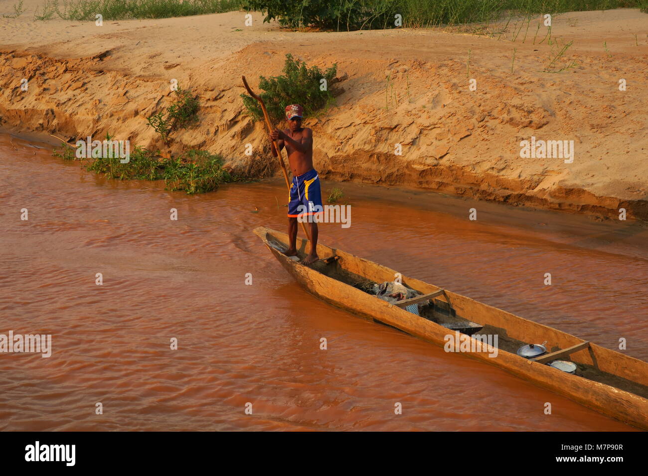 Pirogue, dugout, canoe on Tsiribihina river, Madagascar Stock Photo - Alamy