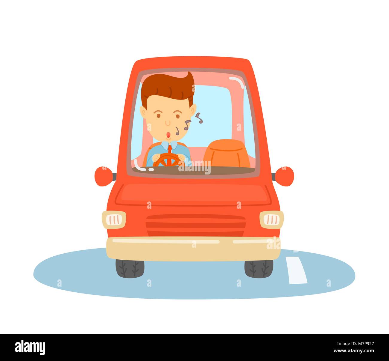 Cartoon Illustration Businessman Driving Car Stock Photos & Cartoon ...