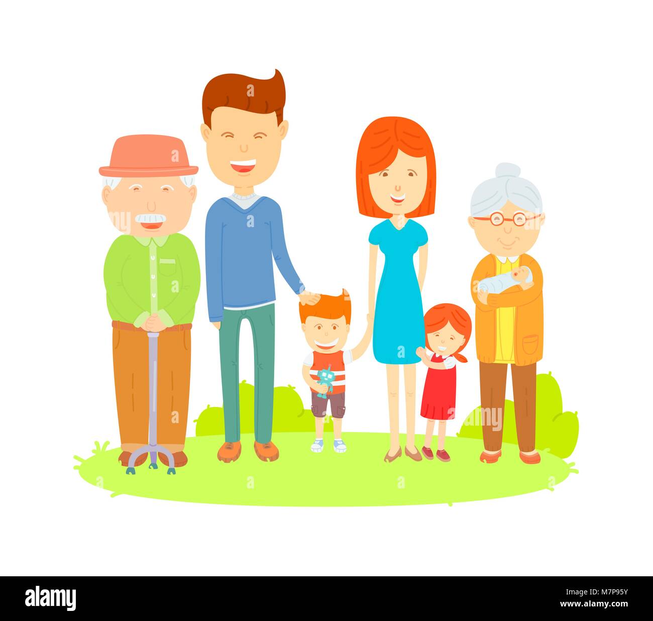 Big family cartooning vector, Flat vector Colorful illustration, Cute ...