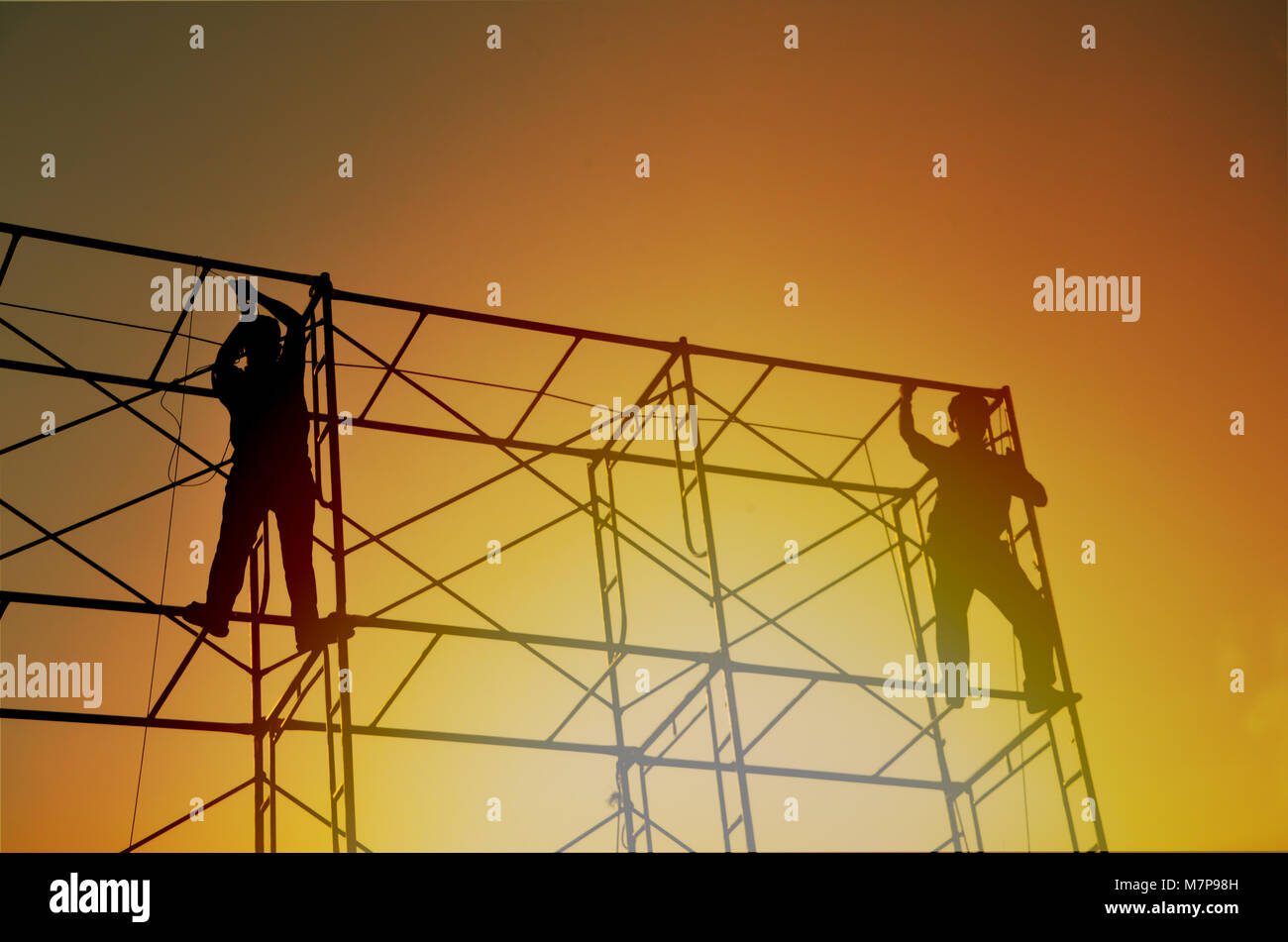 silhouette of man working for construction Stock Photo - Alamy