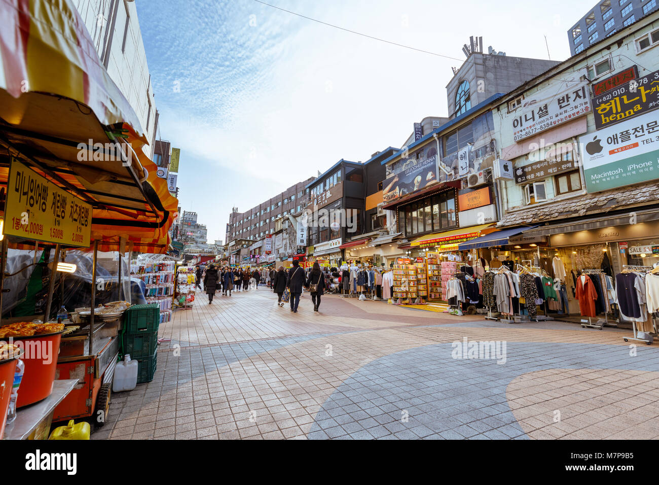 Seoul, South Korea - March 2, 2018 : Local shops - lined at Hongdae ...